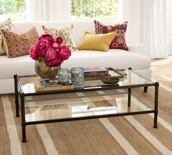 Everson Rectangular Glass Coffee Table 52 Pottery Barn