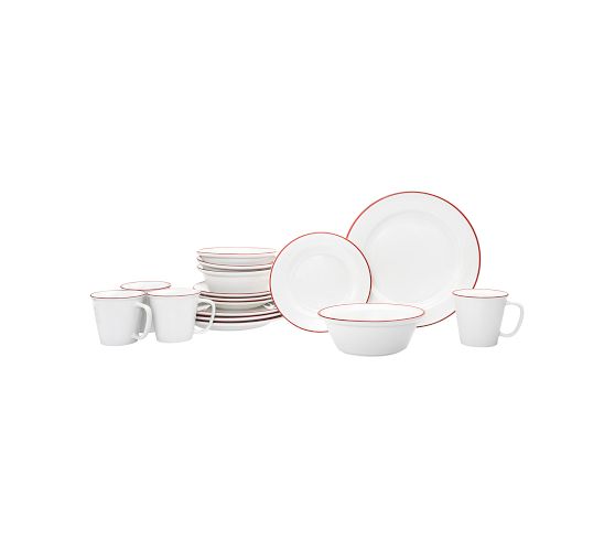 Porcelain Bistro Dinnerware Set, Set of 16 | Pottery Barn