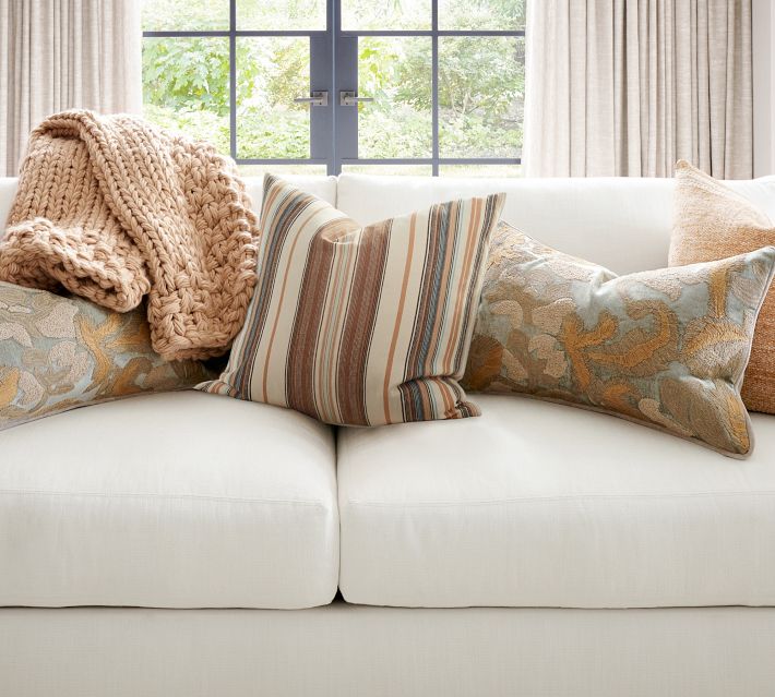 Eleonora Embroidered Lumbar Pillow Pottery Barn