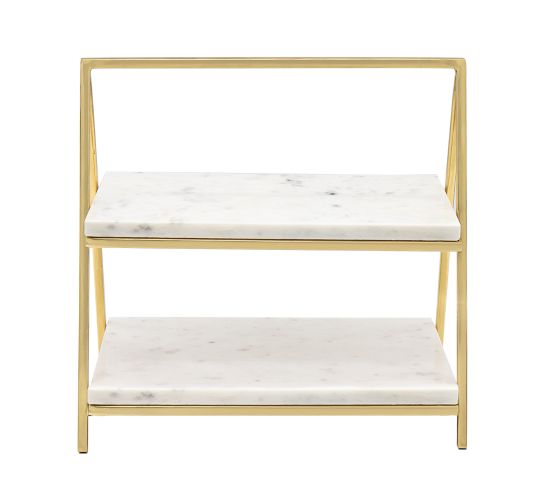 Marble and Gold Two-Tiered Server | Pottery Barn