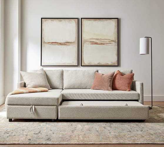 Pacifica Slim Arm Trundle Chaise Sleeper Sectional Storage Available 99 Pottery Barn