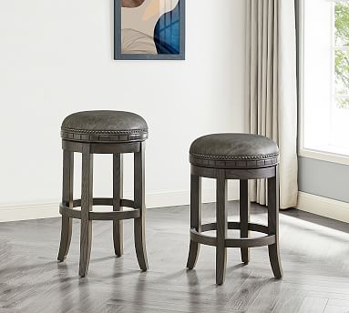 Bixby Leather Swivel Stool Pottery Barn