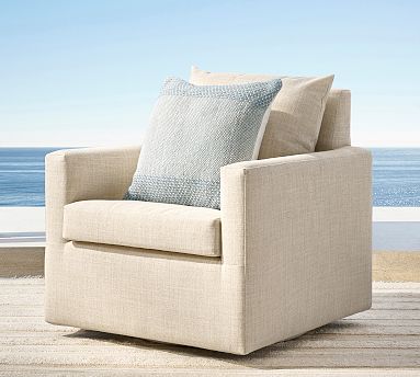Delray Upholstered Swivel Outdoor Lounge Chair | Pottery Barn