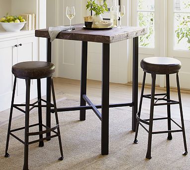 Griffin Square Reclaimed Wood Bar Height Table Pottery Barn