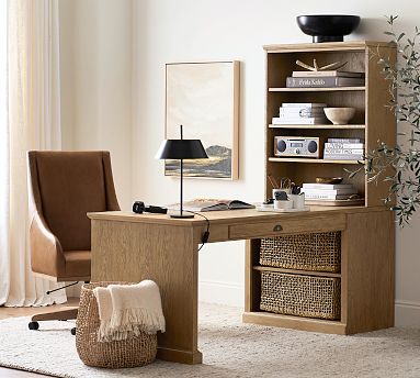 Printer s Peninsula Desk with 72 Bookcase Suite Pottery Barn