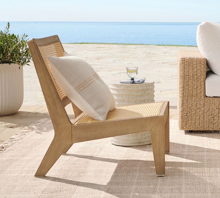 Savannah FSC Eucalyptus Outdoor Lounge Chair Coastal Beachwood Set of 2 Pottery Barn