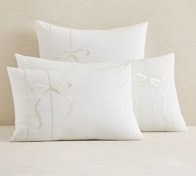 Monique Lhuillier Nell Embriodered Bow Shams | Pottery Barn