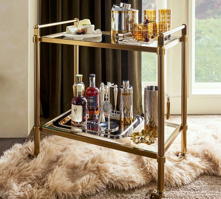 Everson Bar Cart Bronze Pottery Barn