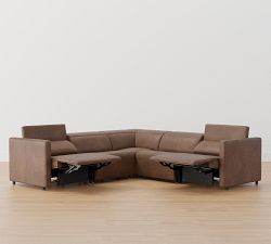 Tucker Leather Power Reclining L-Shaped Sectional (108") | Pottery Barn