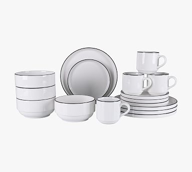 Bistro Porcelain Stackable Dinnerware Set | Pottery Barn