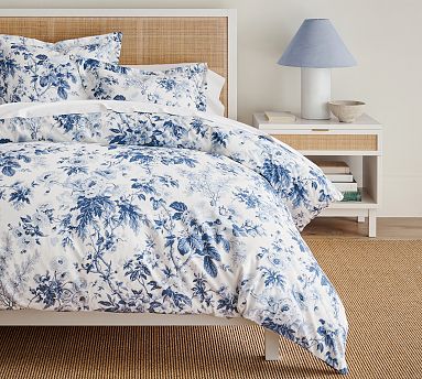Garden Floral Percale Duvet Cover King Cal. King Blue White Pottery Barn