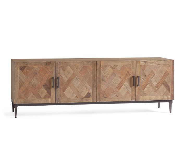 Parquet Reclaimed Wood Media Console 72 Pottery Barn