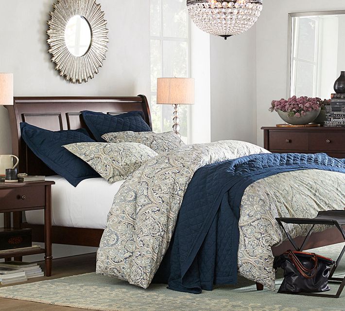Mackenna Paisley Print Pillow Sham Blue Pottery Barn