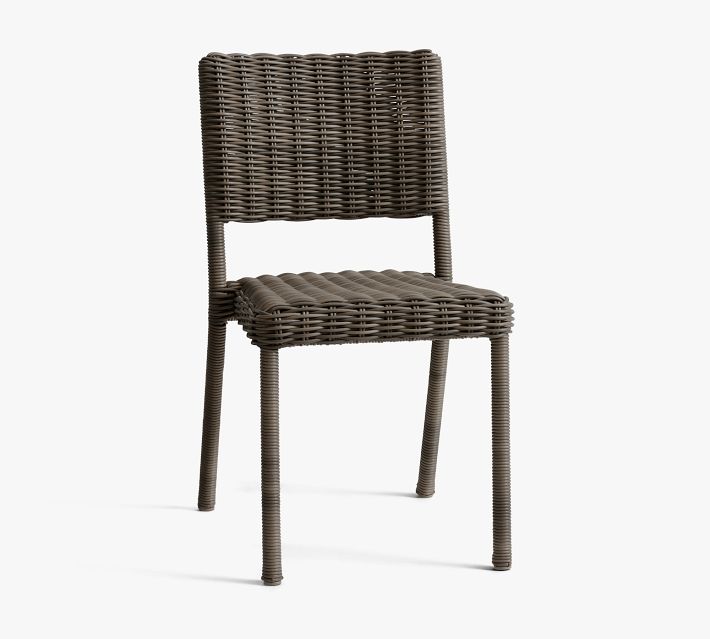 Outdoor Huntington All Weather Wicker Stacking Dining Chair Set of 2 Gray Pottery Barn