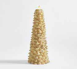 Premium Flickering Flameless Tree Candle - Gold | Pottery Barn