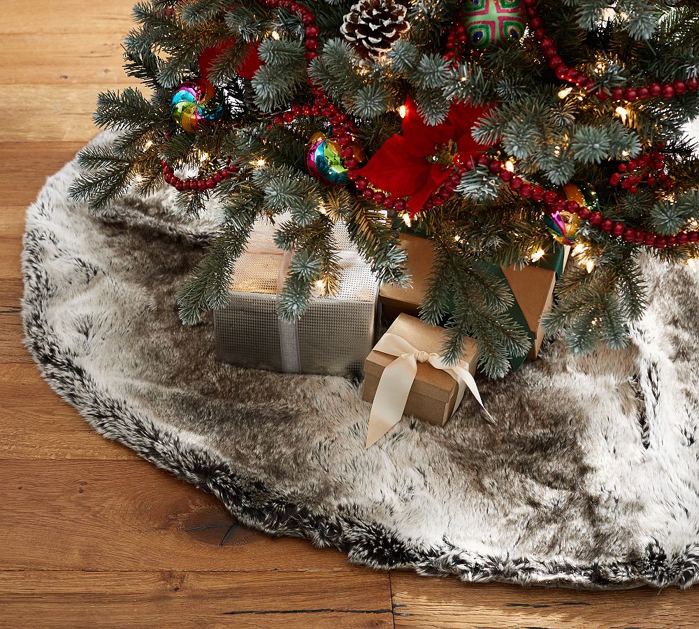 Faux Fur Tree Skirt - Gray Ombre | Pottery Barn