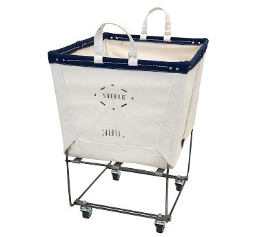 Small Elevated Canvas Laundry Basket with Wheels | Pottery Barn