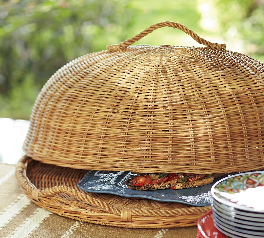 Oversized Woven Tray & Cloche | Pottery Barn