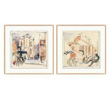 Piazza Sketch Framed Print | Pottery Barn