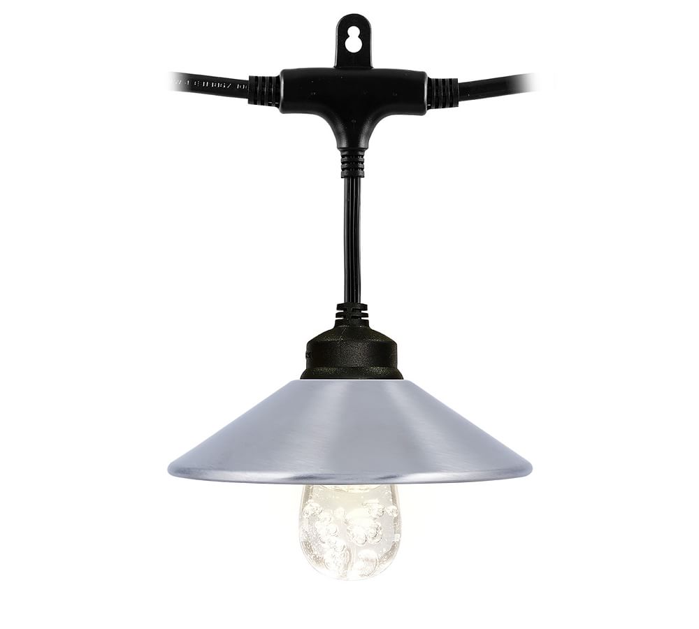Indoor/Outdoor Stainless Steel Shade String Lights | Pottery Barn