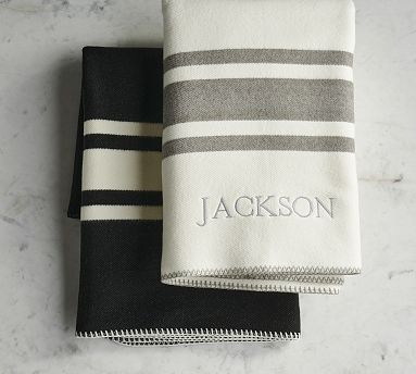 Personalized Border Stripe Throw | Pottery Barn