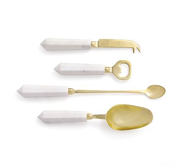 Aida Marble-Handled Cocktail Accessories, Set of 4 | Pottery Barn