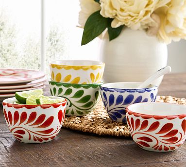 Puebla Porcelain Condiment Bowls - Set of 4 | Pottery Barn