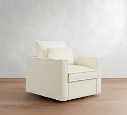 Westwood Slim Arm Deep Seat Flange Edge Slipcovered Swivel Chair ...