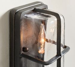 Pearce Glass Rectangle Outdoor Sconce (9") | Pottery Barn