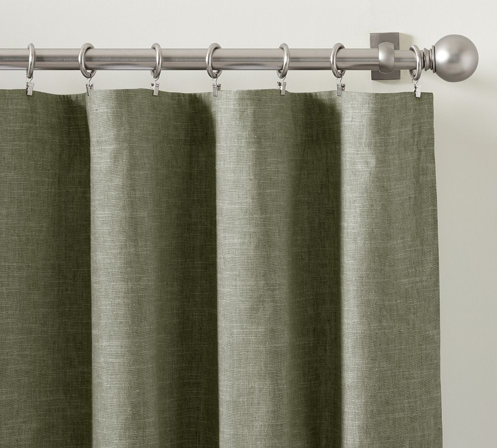 Open Box: Emery Linen Curtain, 100"W x 120"L - Loden | Pottery Barn
