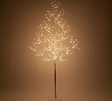 Gold Shimmer Fairy Light Trees with LED Lights | Pottery Barn