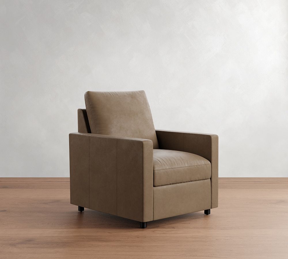 Westwood Slim Arm Deep Seat Leather Recliner | Pottery Barn