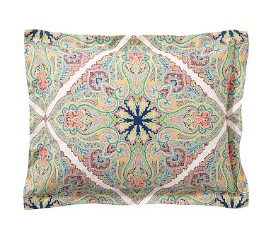 Penelope Medallion Organic Percale Sham | Pottery Barn