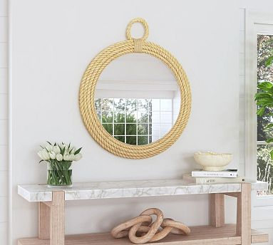 Boulder Rope Frame Round Wall Mirror | Pottery Barn