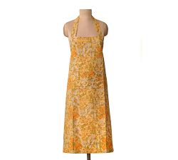 Jardin Block Print Cotton Apron | Pottery Barn