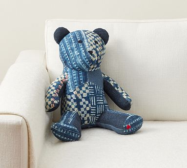 Nelson Patchwork Teddy Shaped Pillow | Pottery Barn