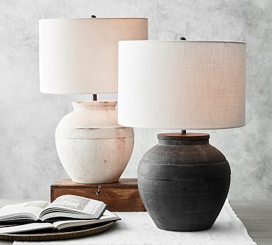 Open Box: Faris Ceramic 21" Table Lamp Base, Ivory | Pottery Barn