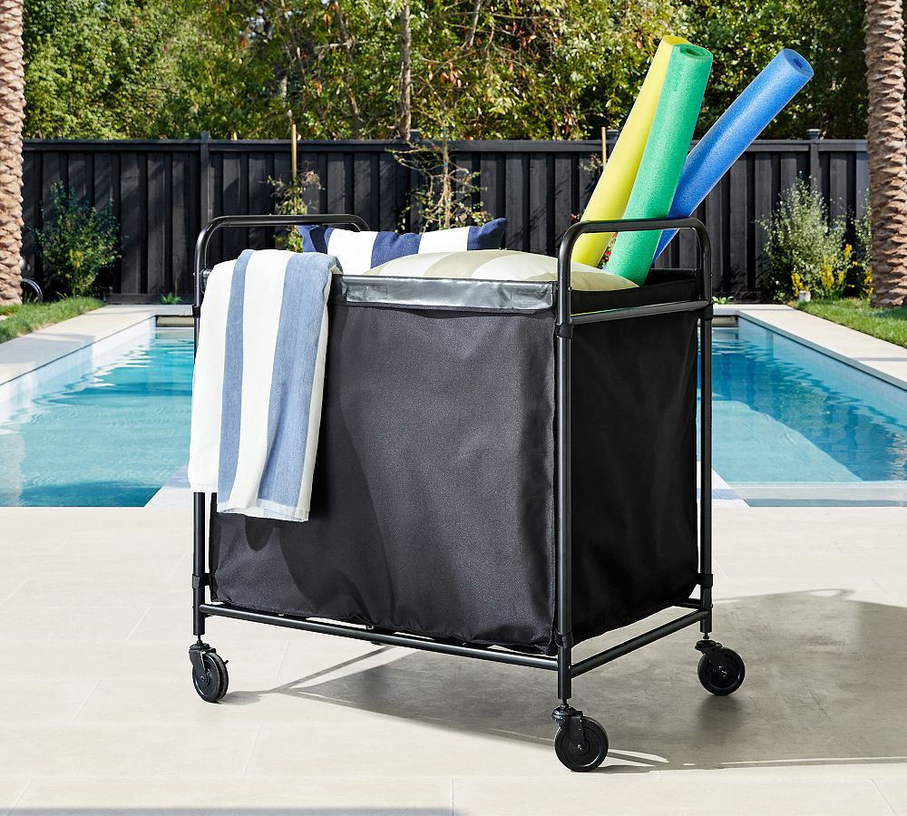 Malibu Metal Outdoor Pool Storage Cart | Pottery Barn