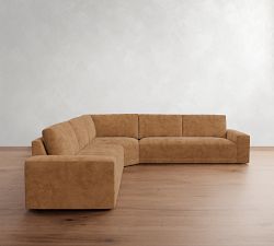 Rutherford Leather 3-Piece L-Shaped Wedge Sectional (137") | Pottery Barn