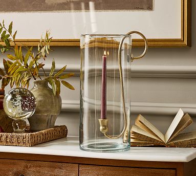 Arlo Brass Hurricane Candle Holder | Pottery Barn