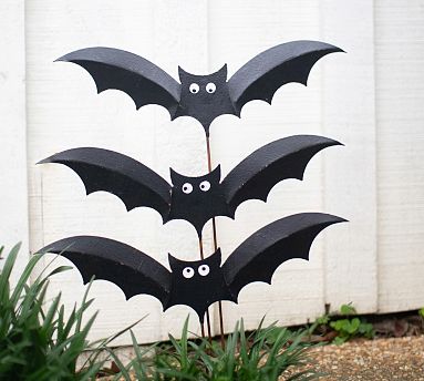 Bats Outdoor Garden Stake, Set of 3 | Pottery Barn