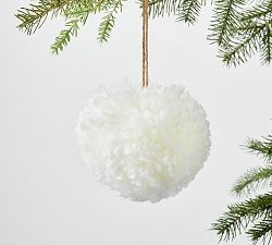 White Fuzzy Ball Ornament | Pottery Barn