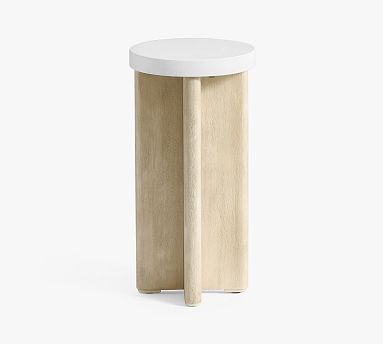 Open Box: Cayman FSC® Eucalyptus Round 11" Outdoor Accent Table - Biscotti/White Concrete Top ...