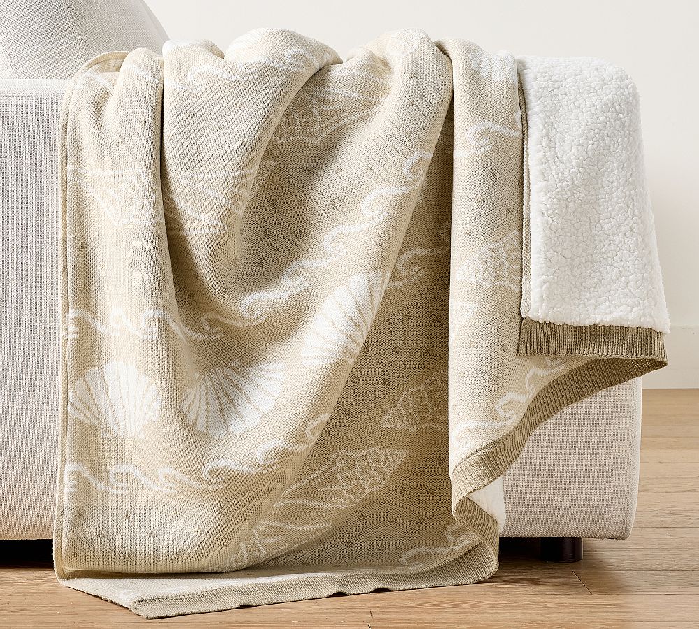 Shell Jacquard Knit Throw | Pottery Barn