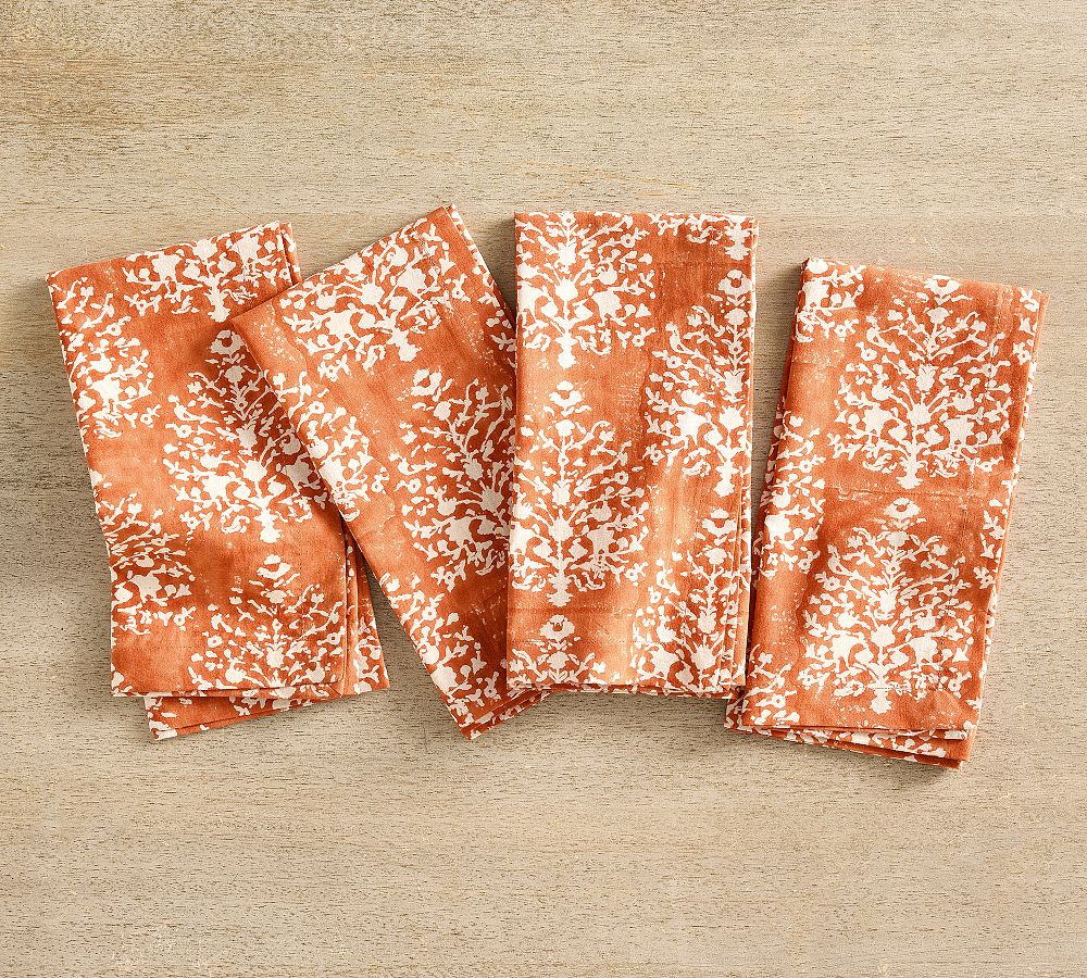 Remi Block Print Cotton Napkins - Set of 4 | Pottery Barn