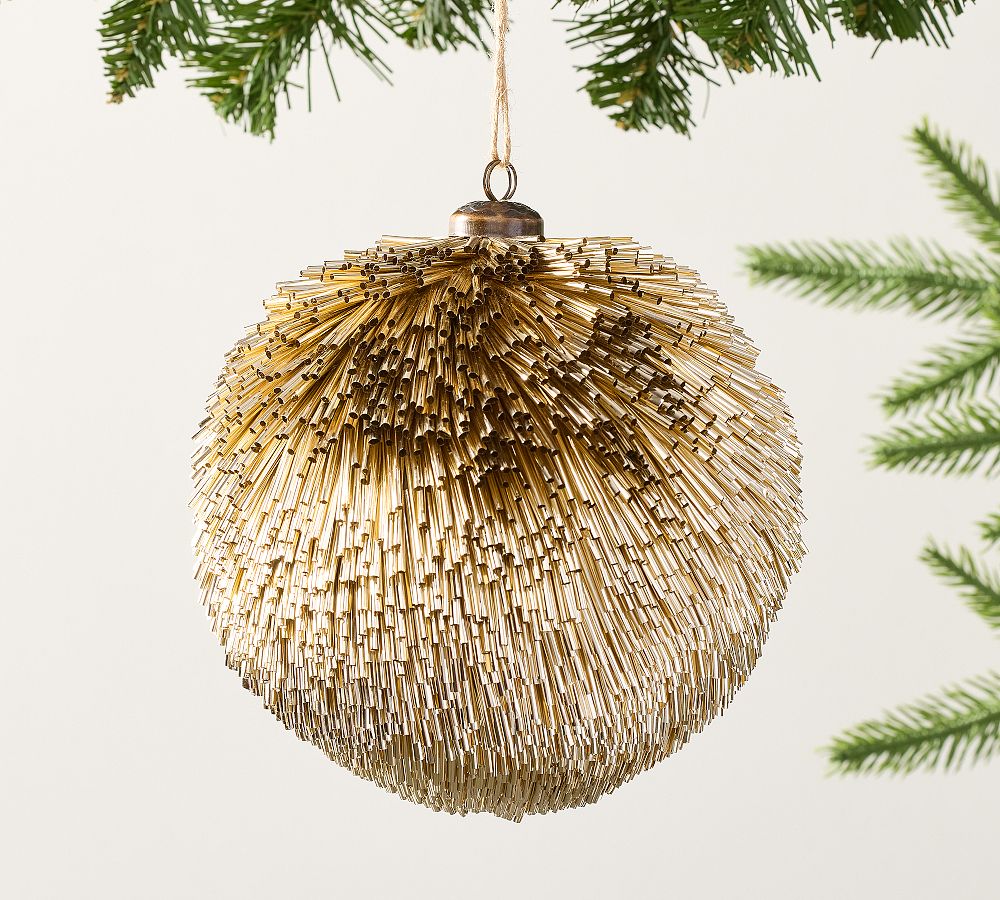 Oversized Textured Gold Ball Ornament | Pottery Barn