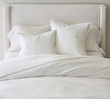 Open Box: Belgian Flax Linen Fringed Border Stitch Duvet, King/Cal.King ...