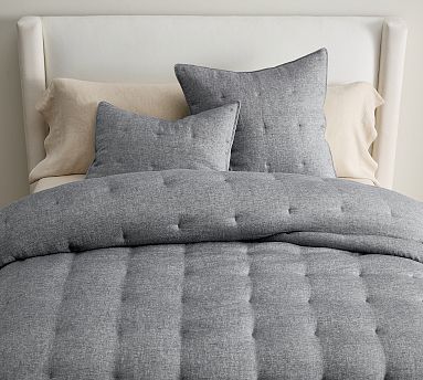 Belgian Flax Linen Comforter - White | Pottery Barn