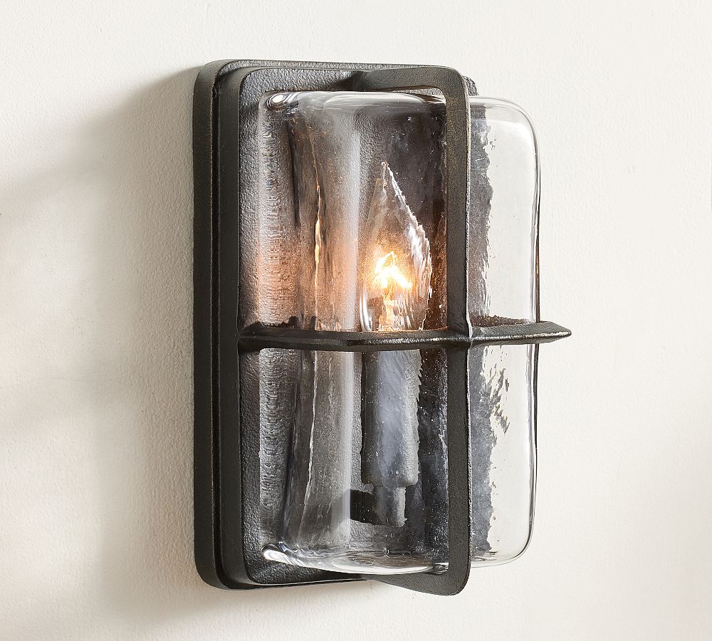 Pearce Glass Rectangle Outdoor Sconce (9") | Pottery Barn