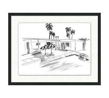 Poolside Sketch Framed Print | Pottery Barn